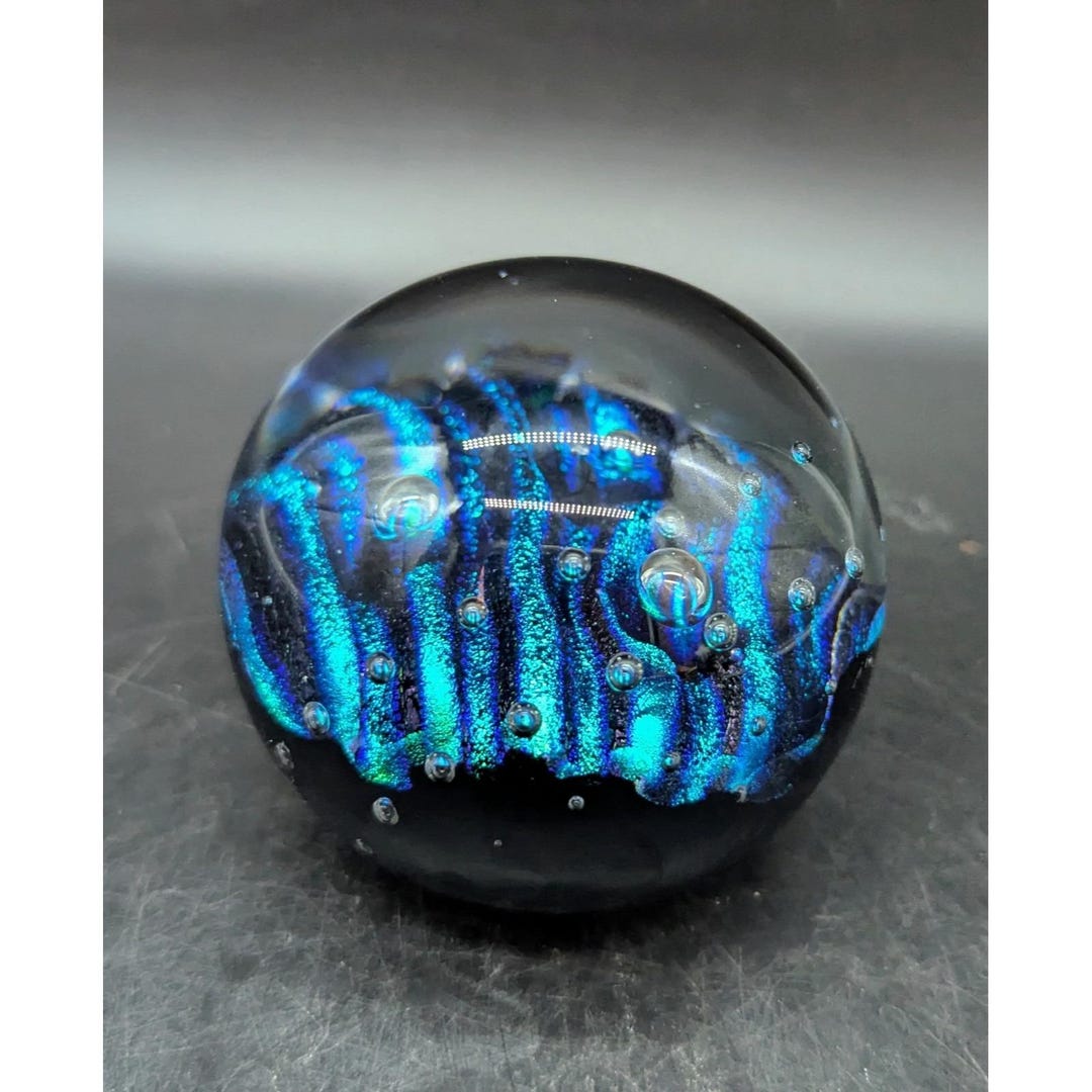 Vintage Schuster Studios Dichroic Art Glass Paperweight Bullicante ...