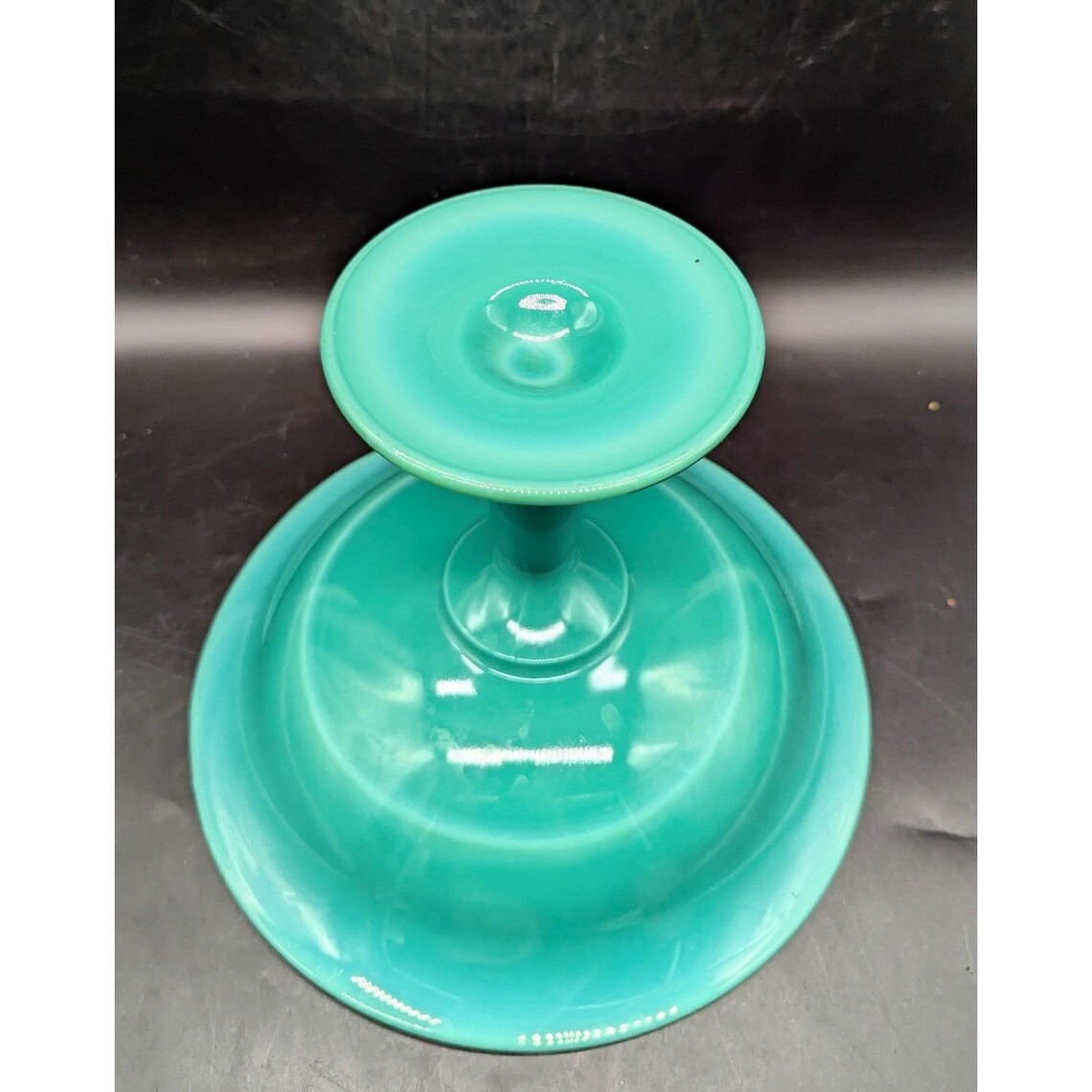 Vintage Art Deco Cambridge Glass Jade Compote Silver Overlay UV Glow 8 ...