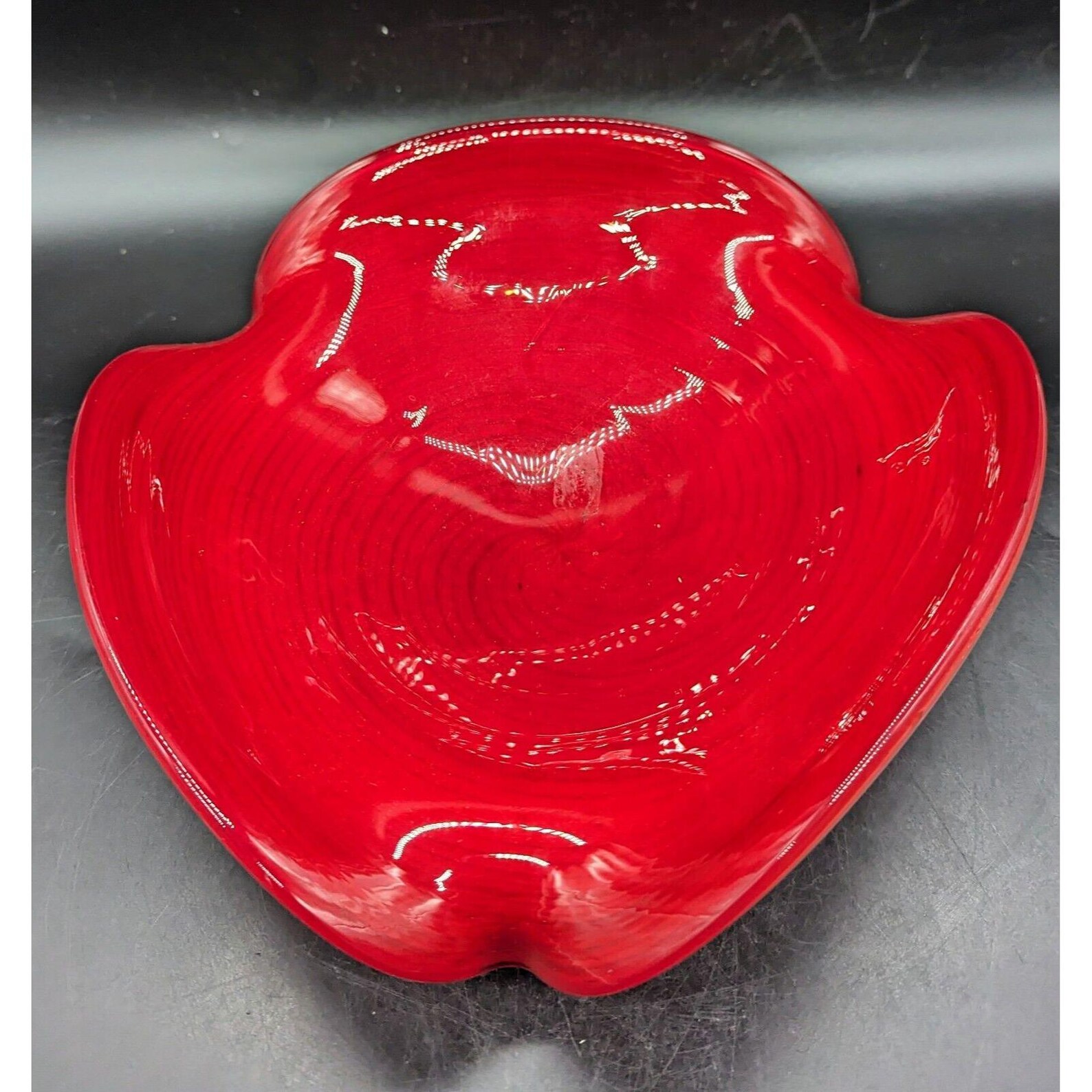 Vintage Mid Century Modern Hand Blown Art Glass Ruby Red Cased Bowl ...