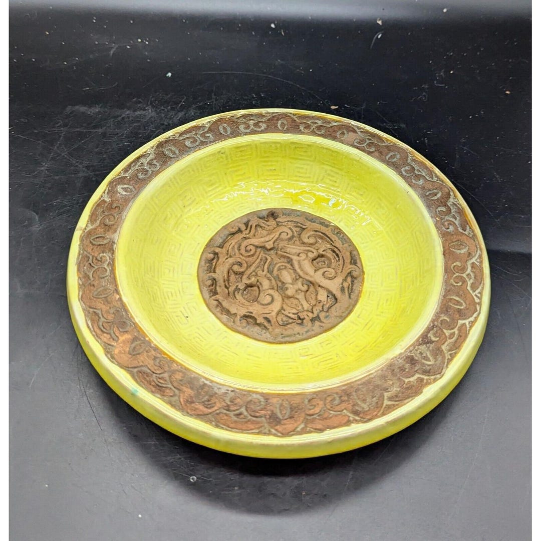 Vintage Red Pottery Plate Urbano Zaccagnini Italian Pottery Yellow ...
