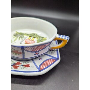 Vintage HB Henriot Quimper Soup Coup Cup W/ Saucer France 2 Handle - Etsy