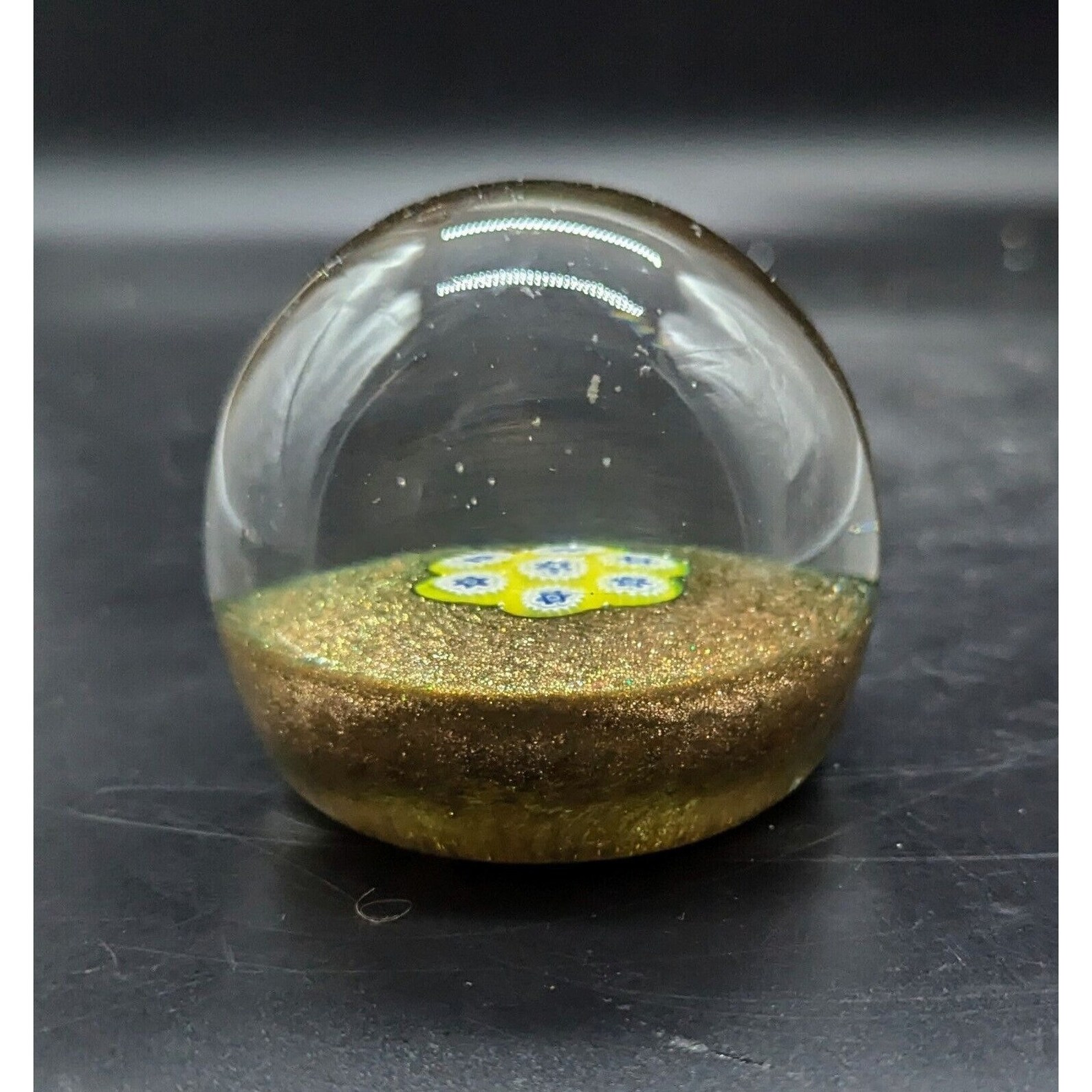 Fratelli Toso Murano Art Glass Green Millefiori and Copper Sand ...