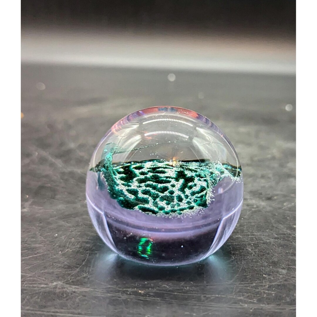 Signed Caithness WISP Green Purple & Green Glass Orb Paperweight ...