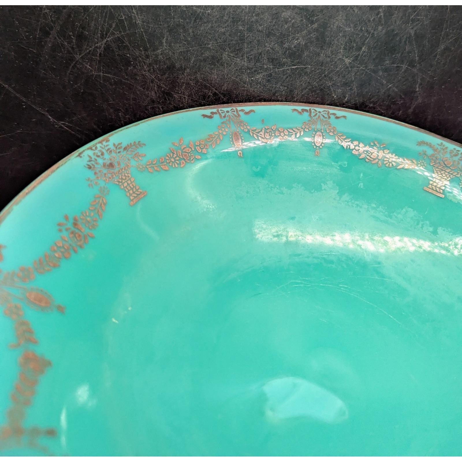 Vintage Art Deco Cambridge Glass Jade Compote Silver Overlay UV Glow 8 ...