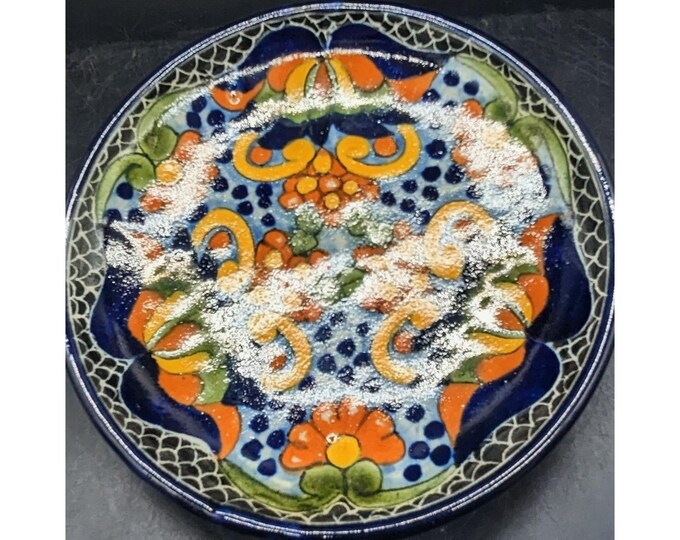 Vintage Talavera Mexican Art Pottery Small Wall Plate Blue Floral 6" - Etsy