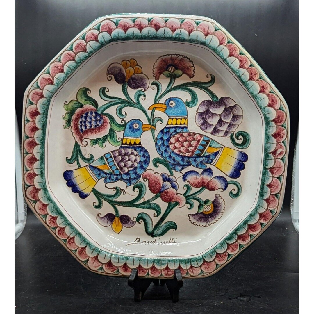 Vintage Romano Innocenti Italian Pottery 14.5" Decorative Charger Bird ...