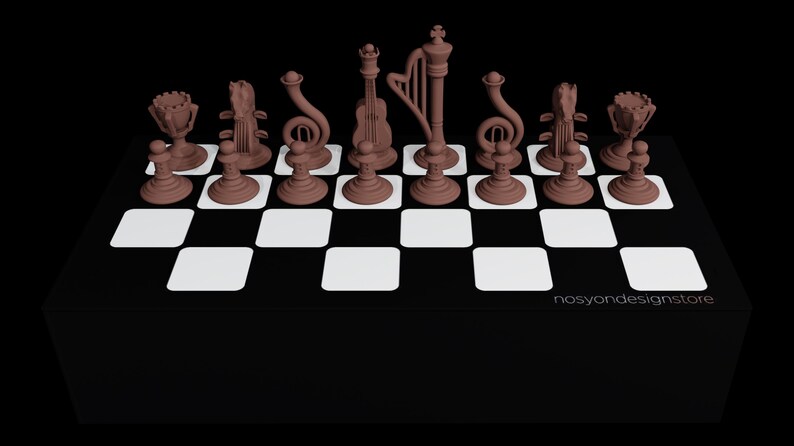 3D Printed Chess Pieces – BAROQUE Inspired Modern Board Game - ONLY ...