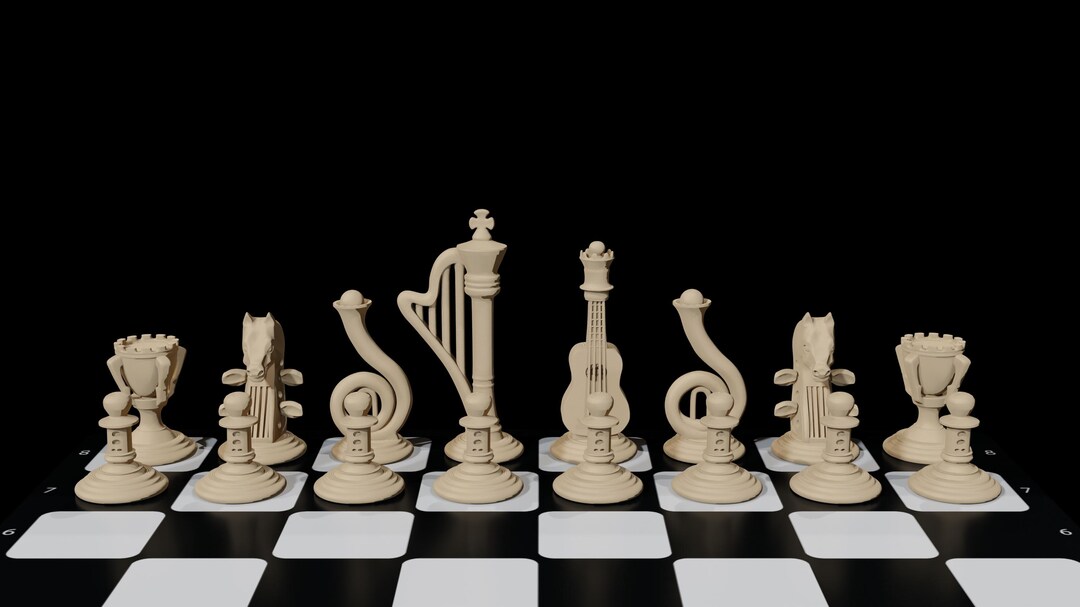 3D Printed Chess Pieces – BAROQUE Inspired Modern Board Game - ONLY ...