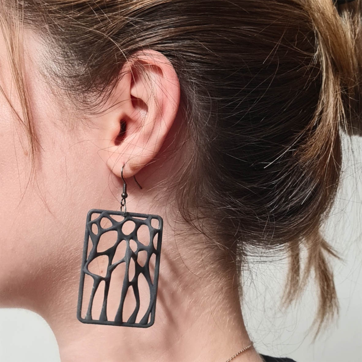 SMY0102 3D Printed Earrings/jewelry/anthracite/unique Organic Design ...