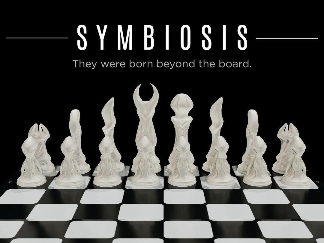 Modern Chess Set – SYMBIOSIS Space Inspired Design, Weighted Pieces, 3D ...