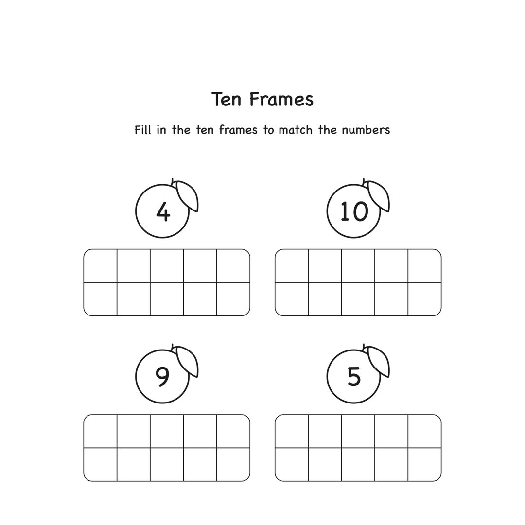 Ten Frame Worksheets, Numbers 1-10 - Etsy