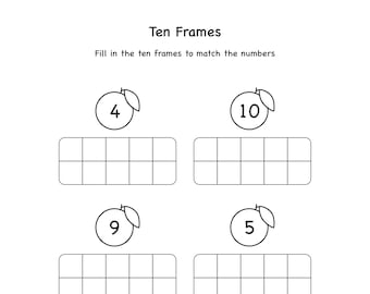 Counting Numbers 1-10 With Ten Frame Objects Worksheets - Etsy