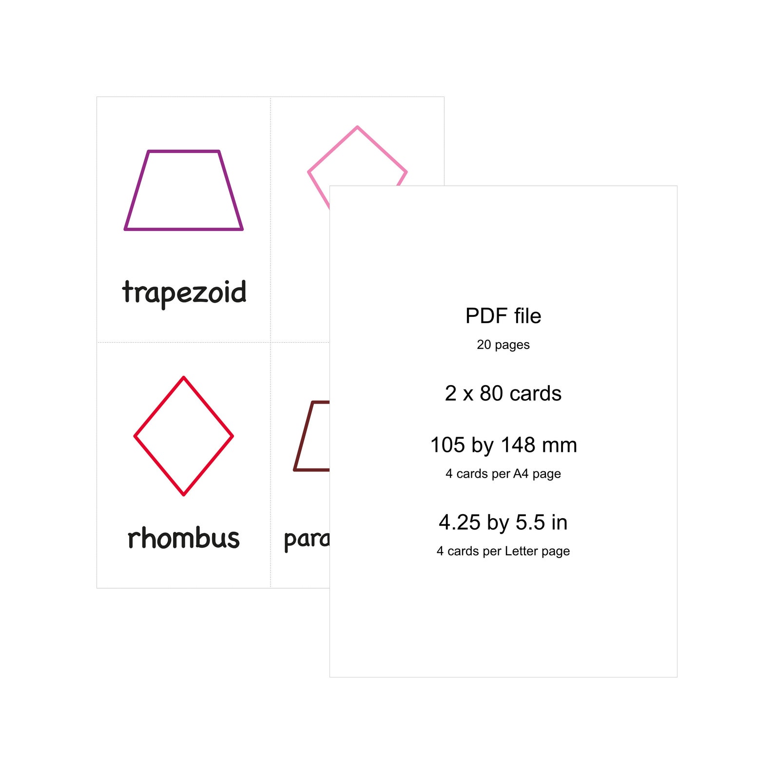 Shape Flashcards, Shape Matching, Shapes 2D - Etsy UK
