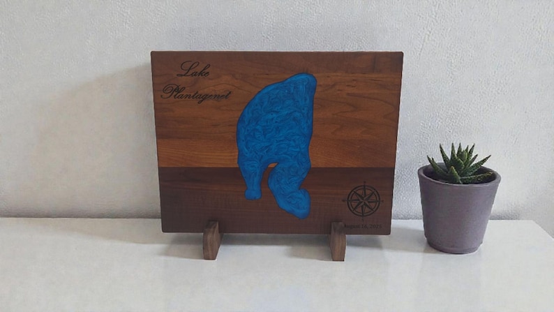 Custom ANY Lake Cutting Board – Personalized Engraved Lake Map, Epoxy ...