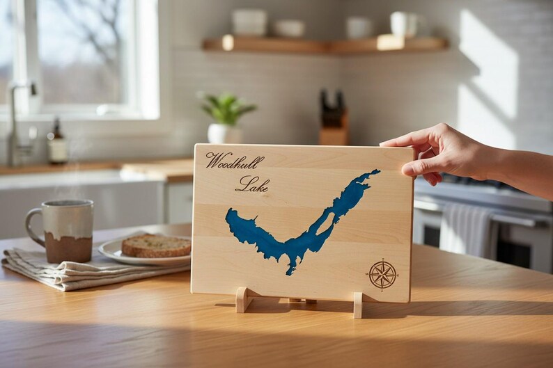Custom ANY Lake Cutting Board – Personalized Engraved Lake Map, Epoxy ...