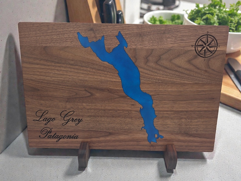Custom ANY Lake Cutting Board – Personalized Engraved Lake Map, Epoxy ...
