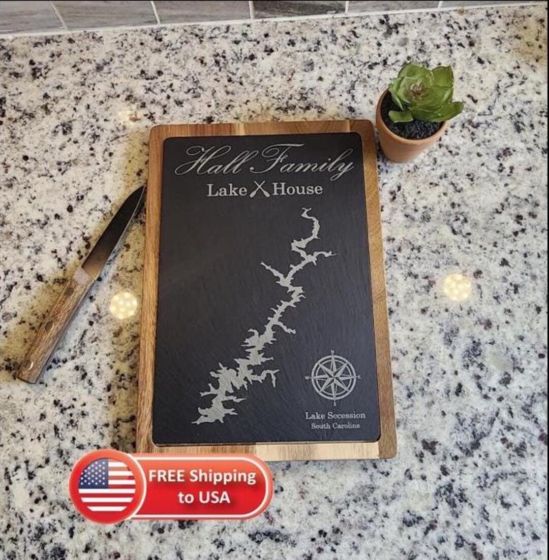 Customize ANY LAKE - Engraved Lake Slate Cutting Board - Lake Life - Etsy