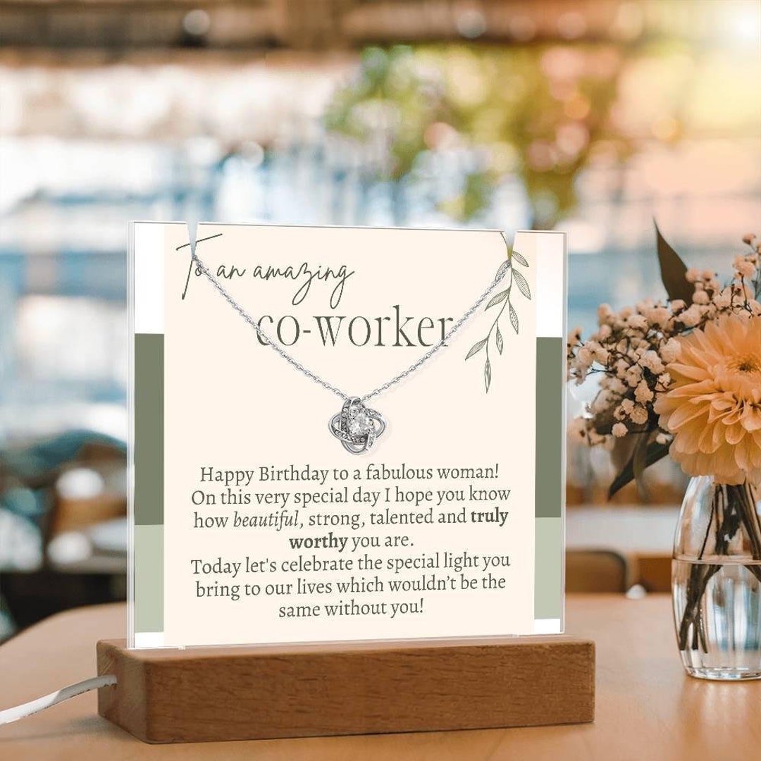 Acrylic Light up Plaque and Necklace Bundle for Female Coworker Gift ...