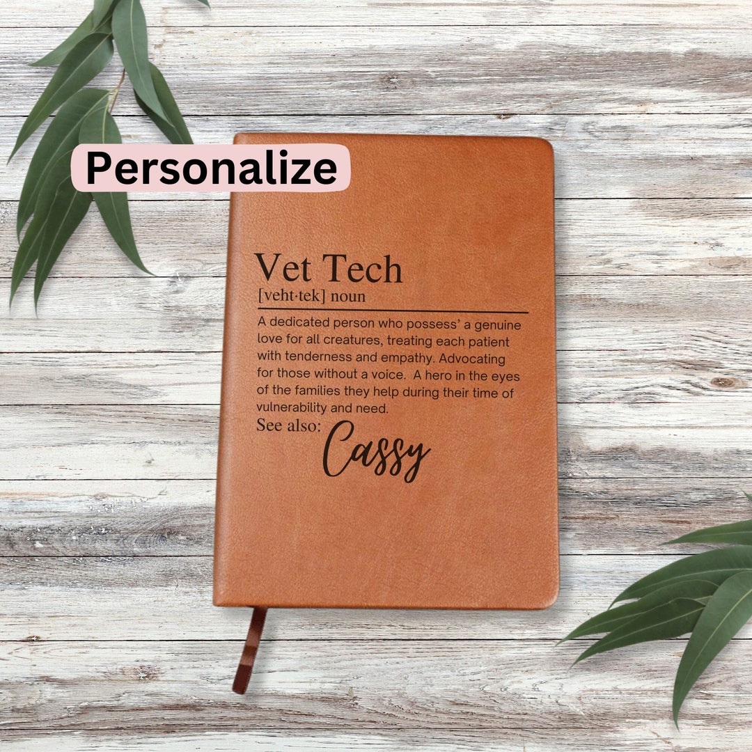 Vet Tech Gift Personalized Leather Journal, Vet Tech Gift, Personalized ...