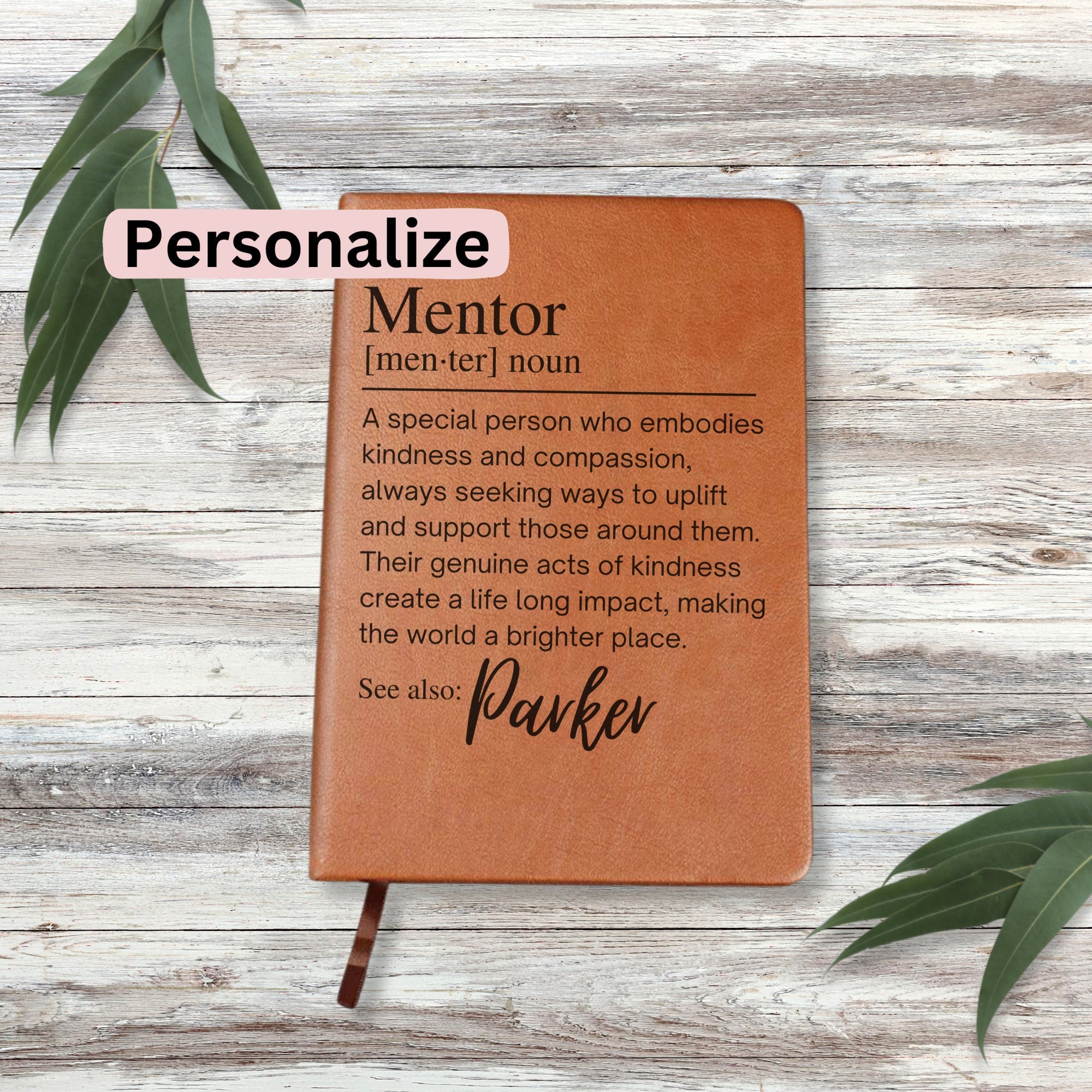 Personalized Mentor Gift, Leather Journal, Custom Notebook, School Counselor, Gift for Mentor ...