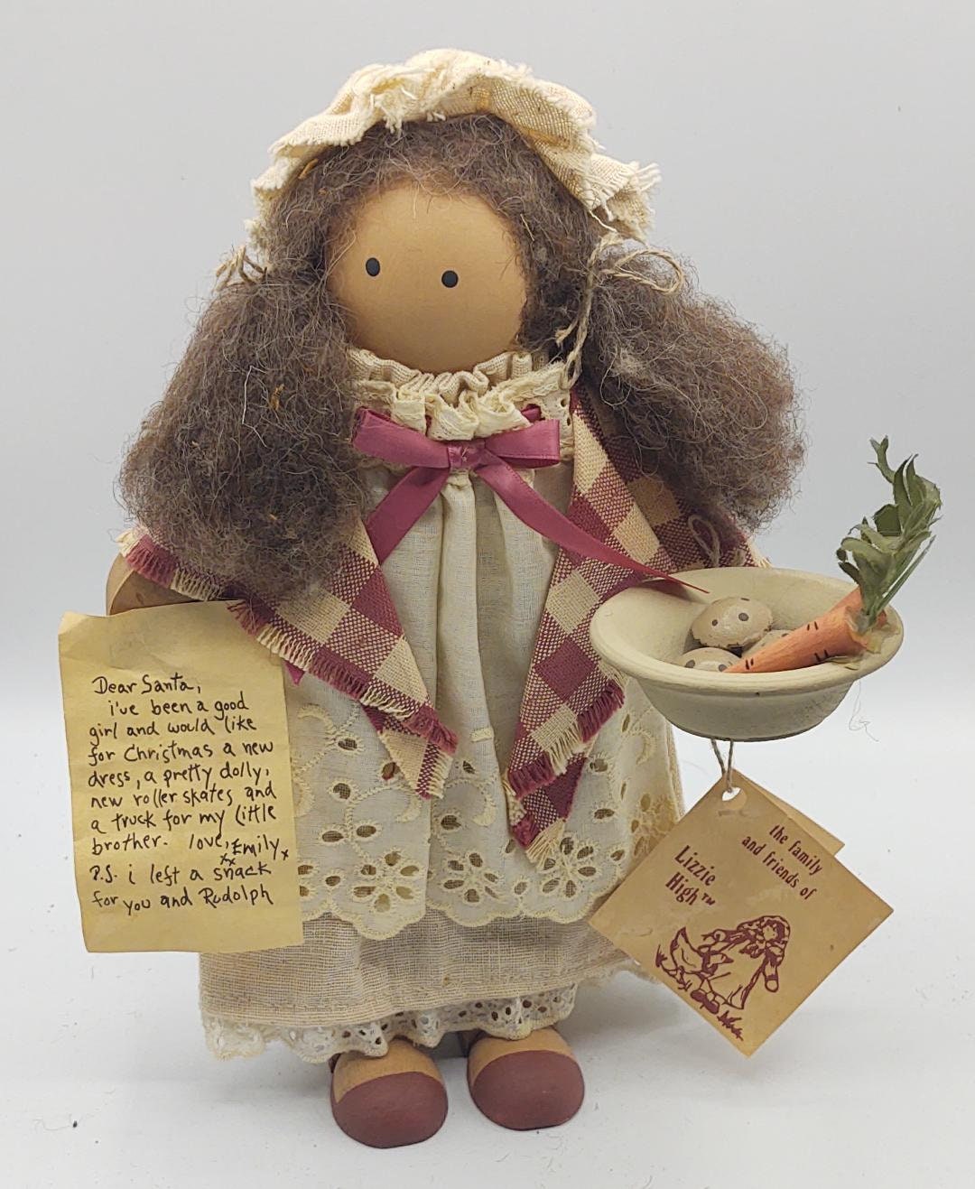 Vintage Lizzie High 1986 "emily Bowman" Wooden Folk Doll - Etsy