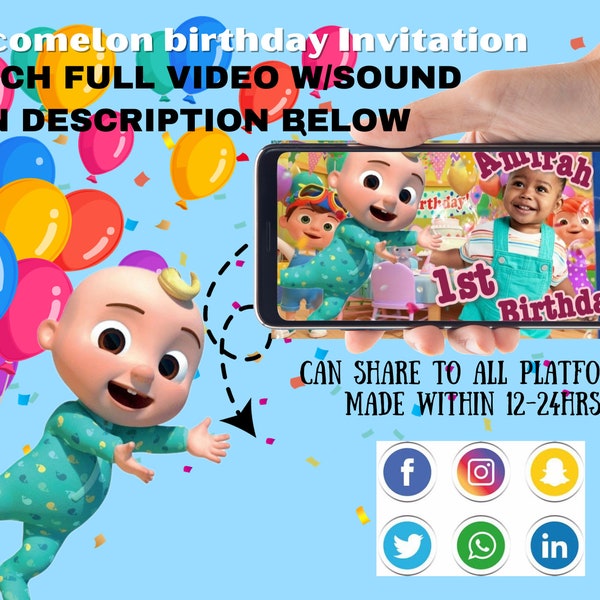 Cocomelon Birthday Invitation - Etsy