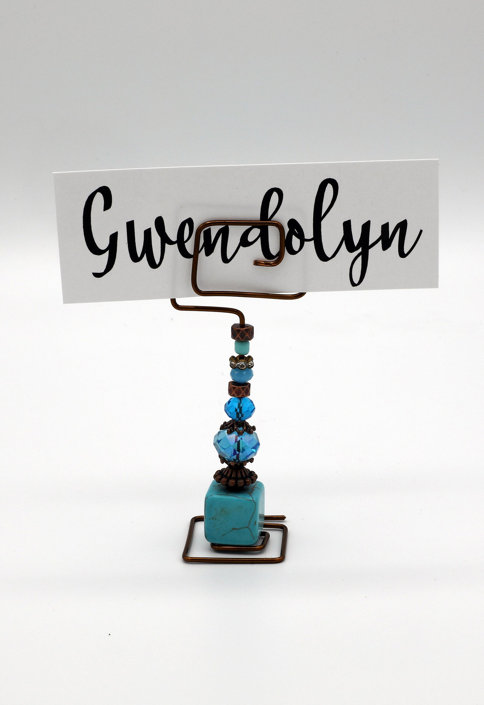 Place Card/table Number Holders (set of 10) Turquoise Beads W/bronze ...