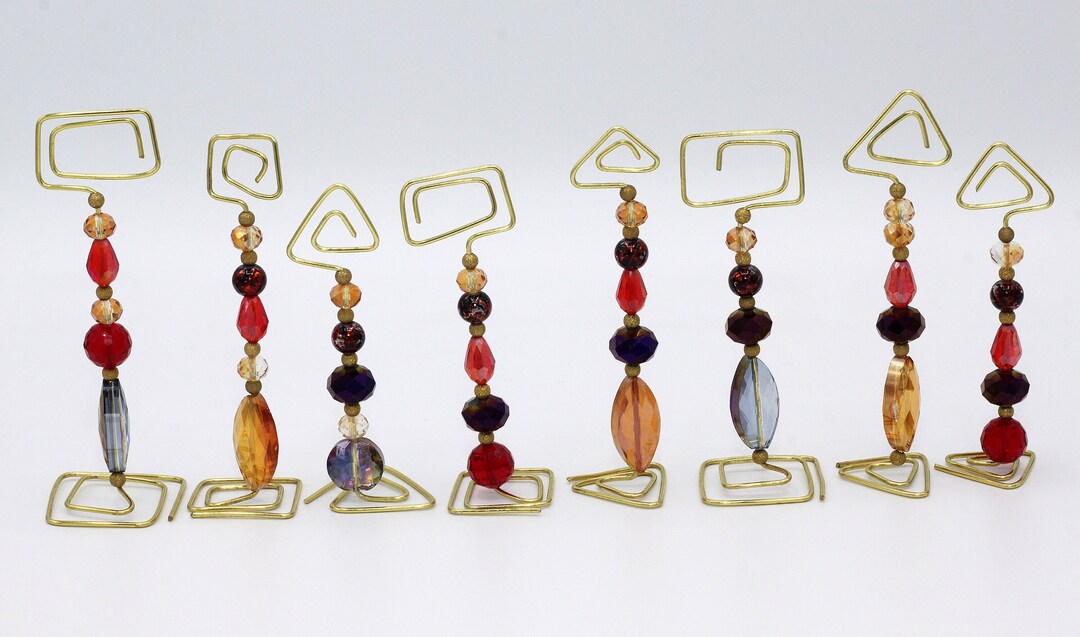 Place Card/table Number Holders (set of 8) Multi Colored With Gold Wire ...