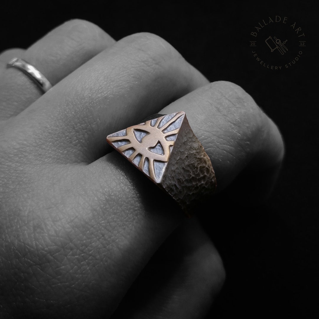 All Seeing Eye Freemason Silver Ring With Bronze Details - Eye of ...