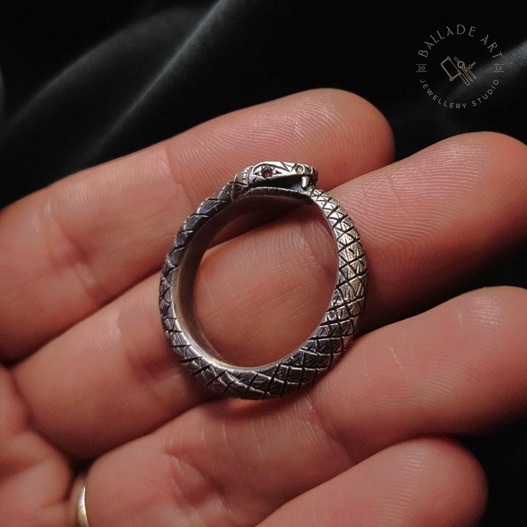 Ouroboros Snake Eating Its Own Tail Sterling Silver Handmade Ring - Etsy