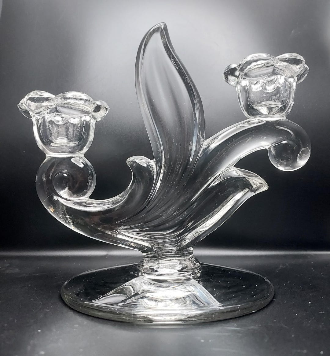 Duncan Miller Glass Double Light Candle Holder | Vintage Canterbury ...