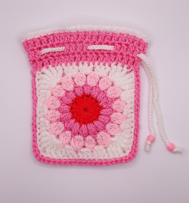 Granny Square Sunburst Crochet Small Drawstring Pouch - Etsy
