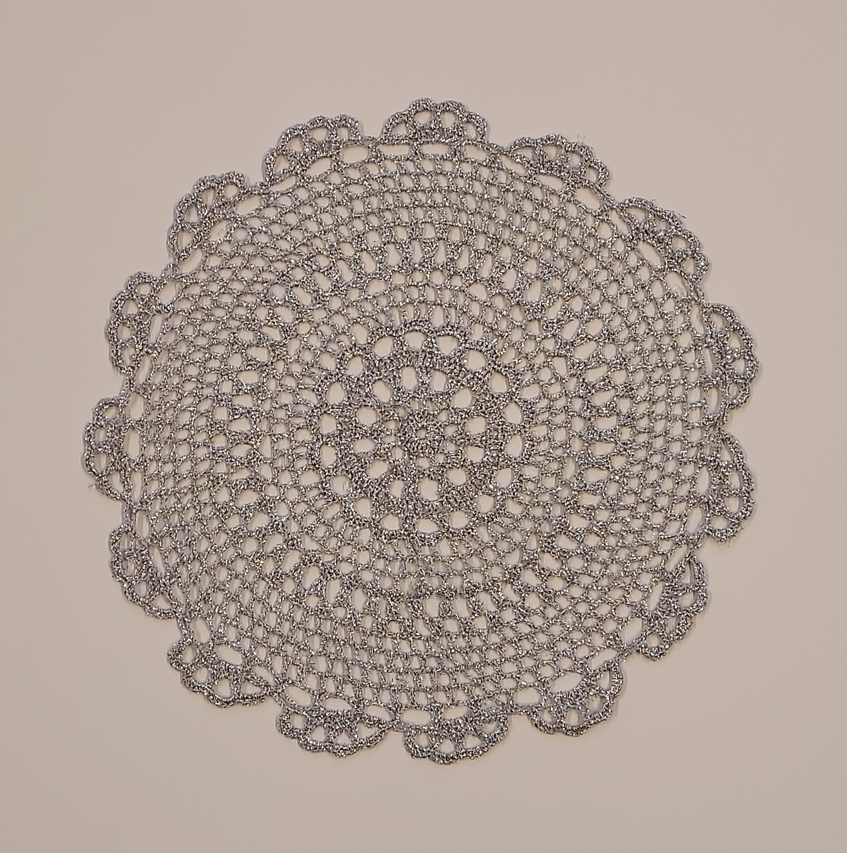 Vintage Crochet Silver Doily - Etsy