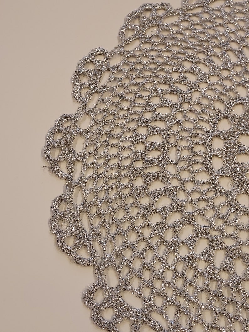Vintage Crochet Silver Doily - Etsy