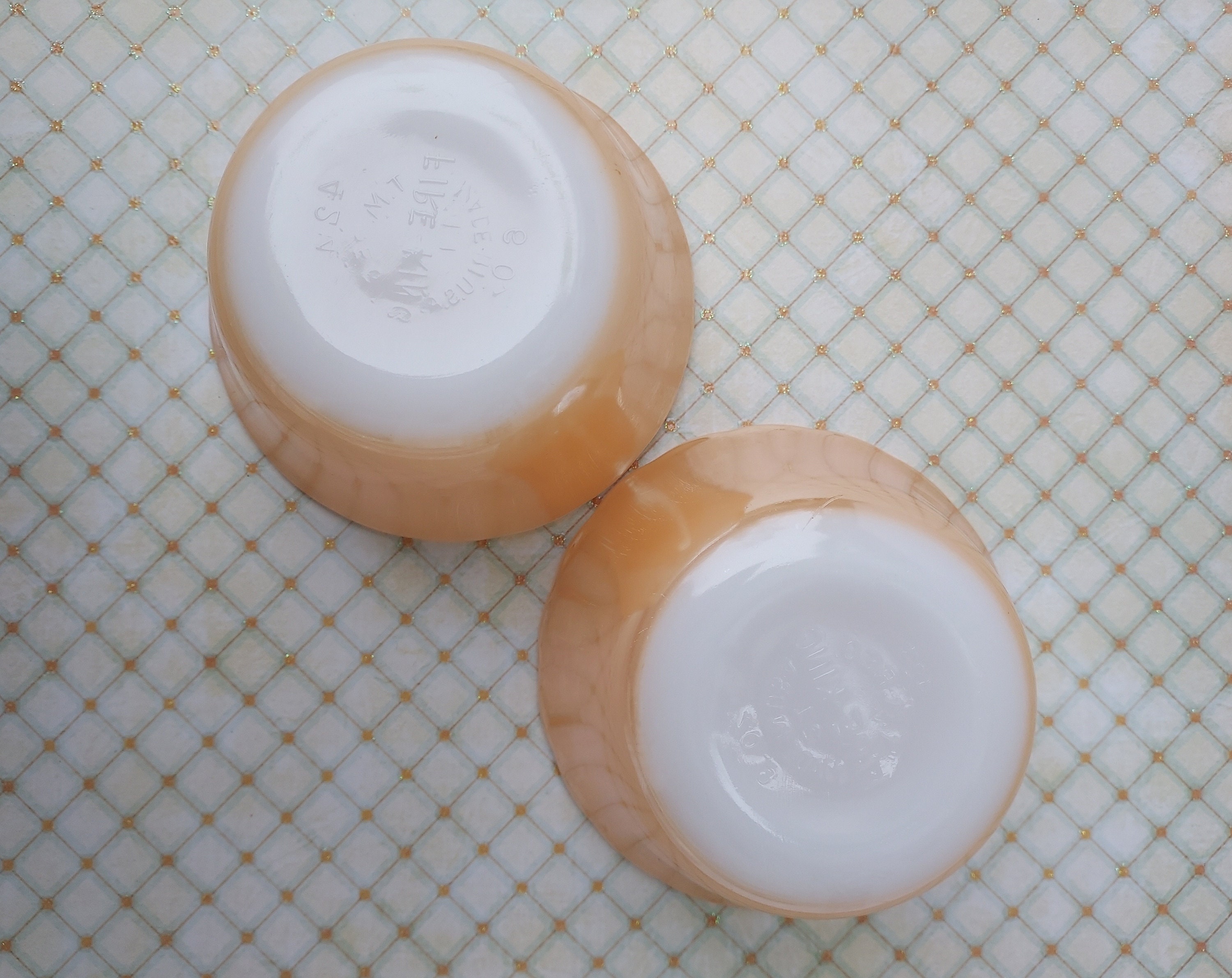 Fire King Copper Tint Peach Luster Reverse Mark Custard Cup Pair - Etsy