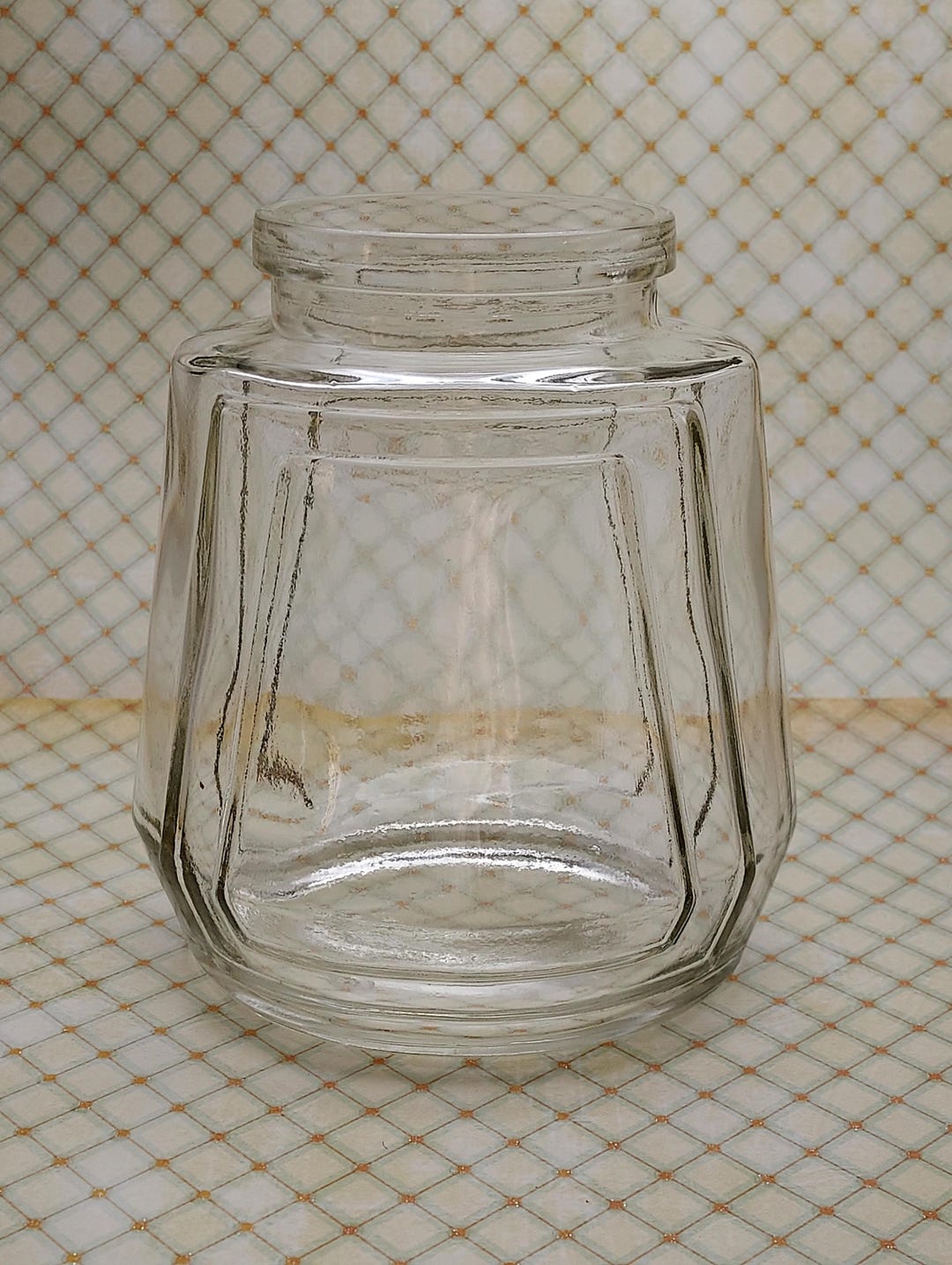 Vintage Clear Glass Bottle Art Deco Style Jar - Etsy