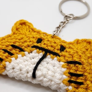 Crochet Cat Face Keychain: Handmade Cotton Yarn Bag Charm - Etsy