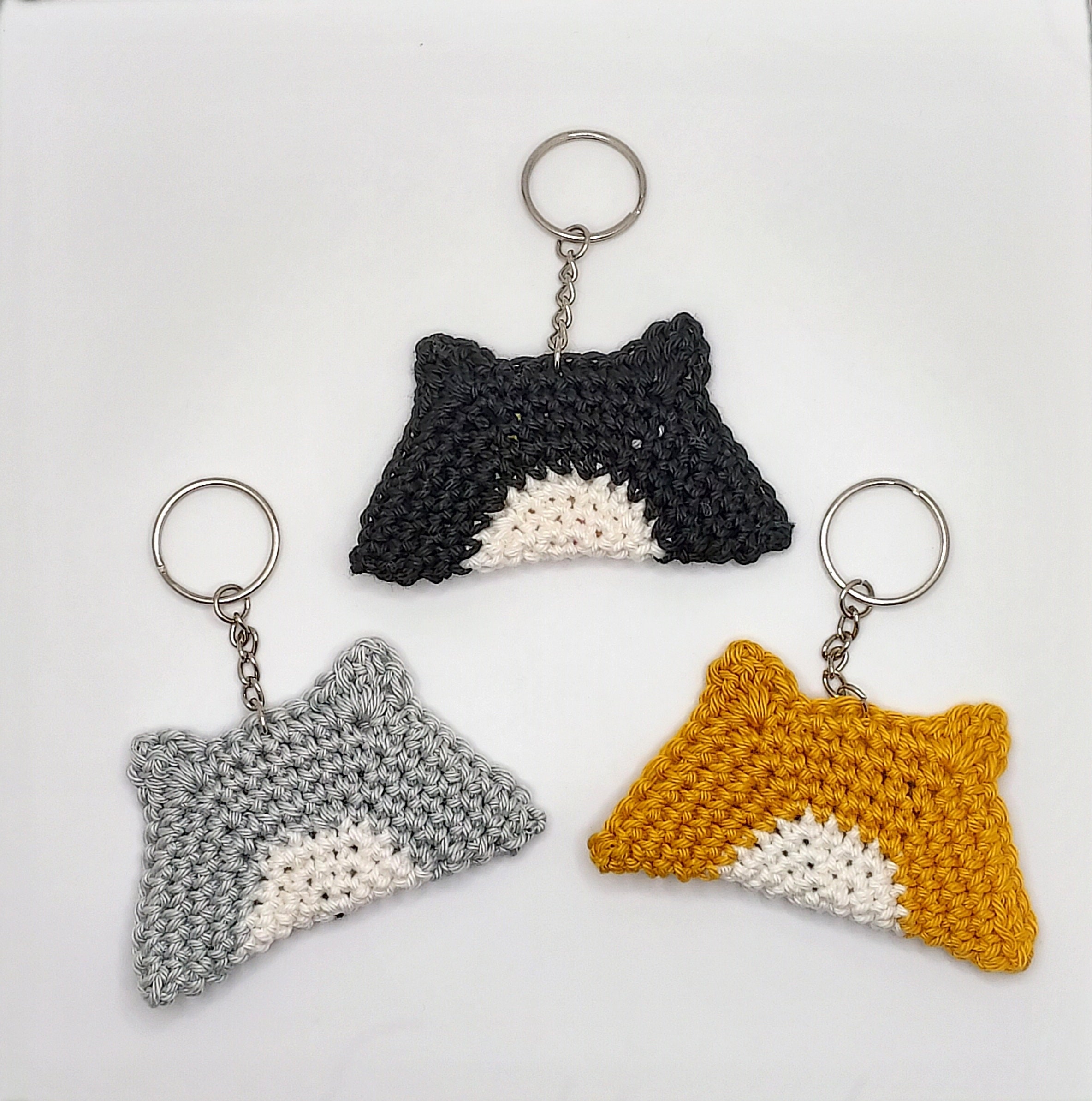 Crochet Cat Face Keychain: Handmade Cotton Yarn Bag Charm - Etsy