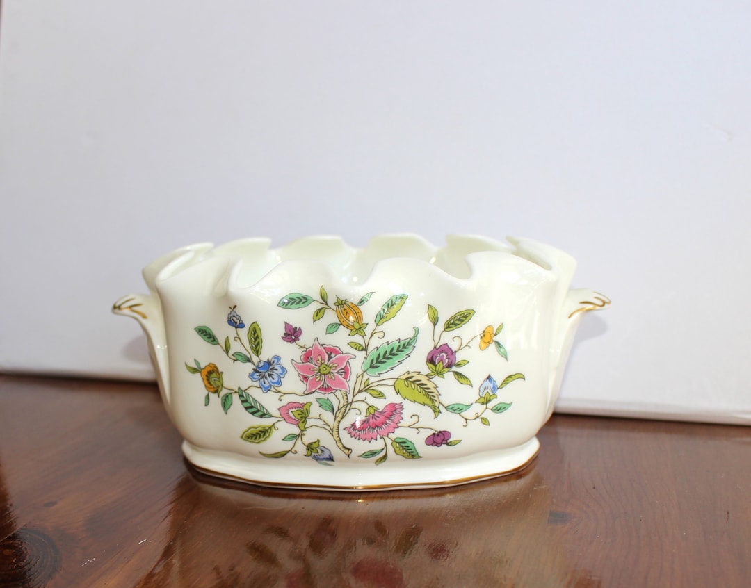Vintage Minton 'haddon Hall' Ruffled Floral Dish/bowl, Bone China ...