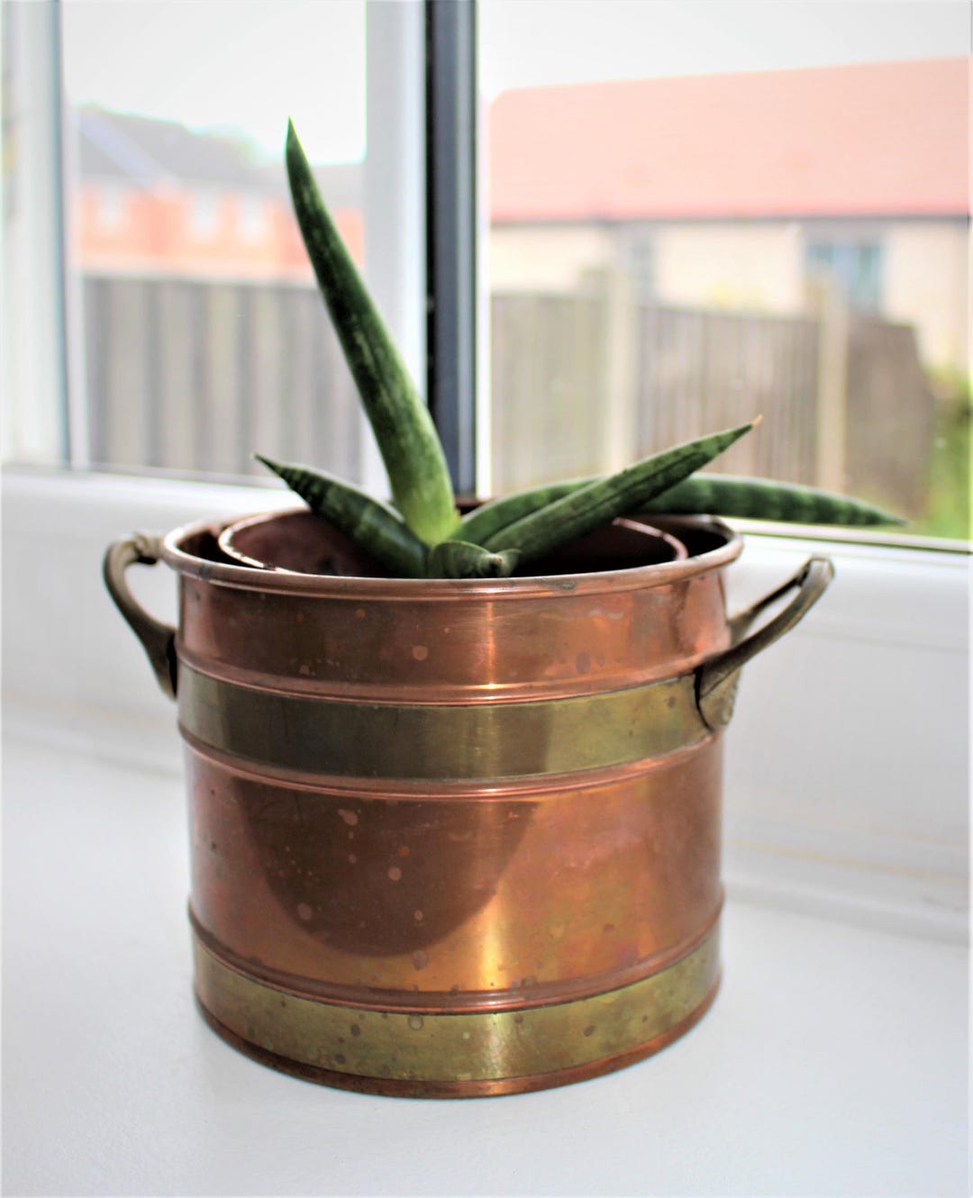 Vintage Brass Copper Plant Holder, Unpolished - Etsy