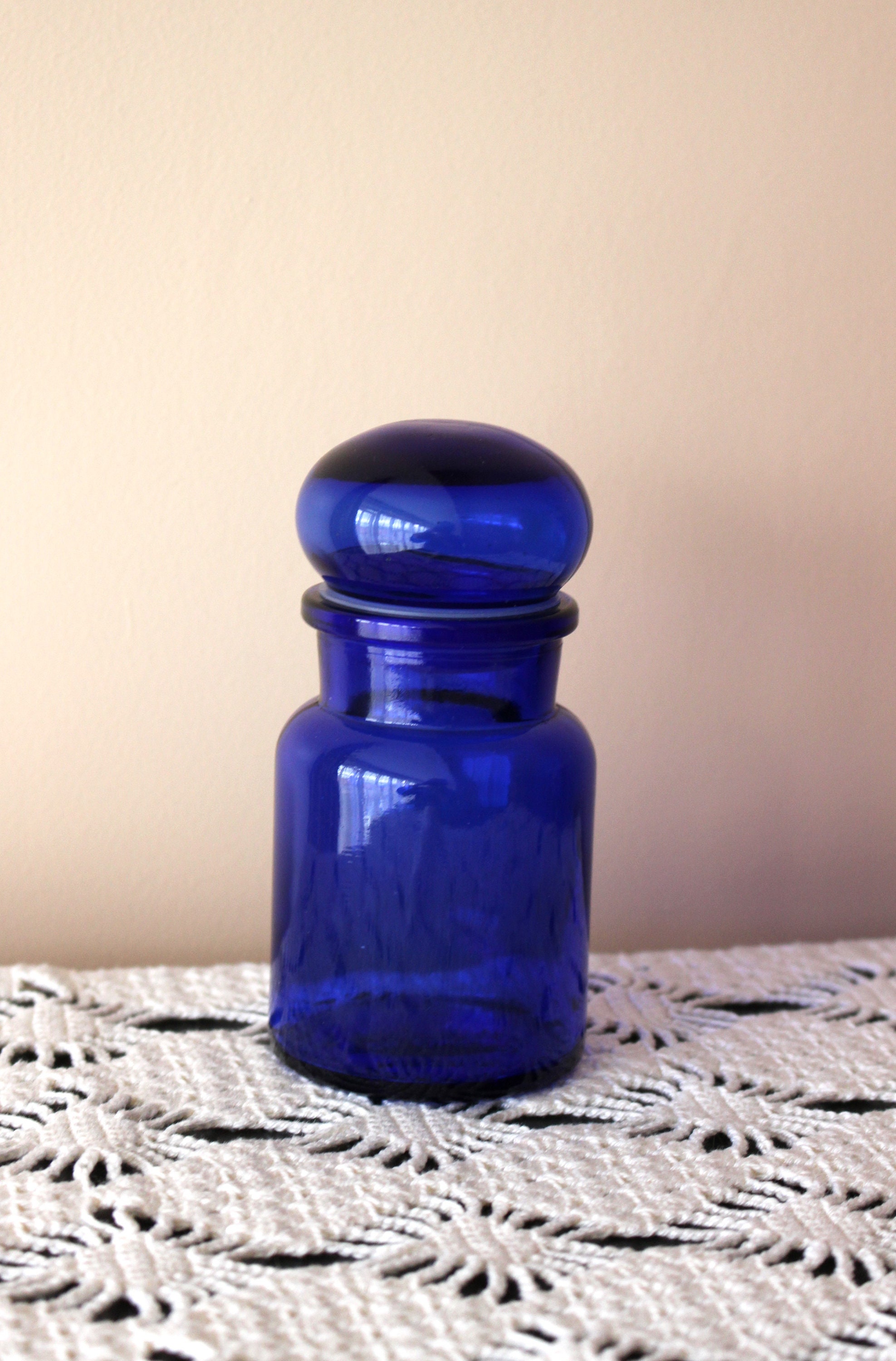 Vintage Apothecary Chemist Cobalt Blue Glass Container/jar With Bubble ...