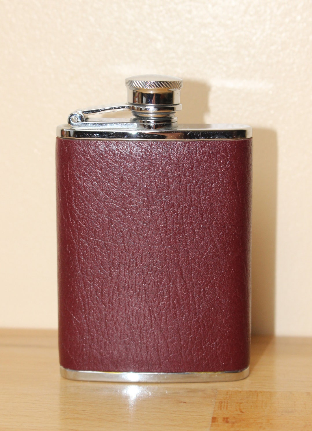 Vintage Hip Flask by H. Samuel, Stainless Steel in Real Leather, 3oz ...