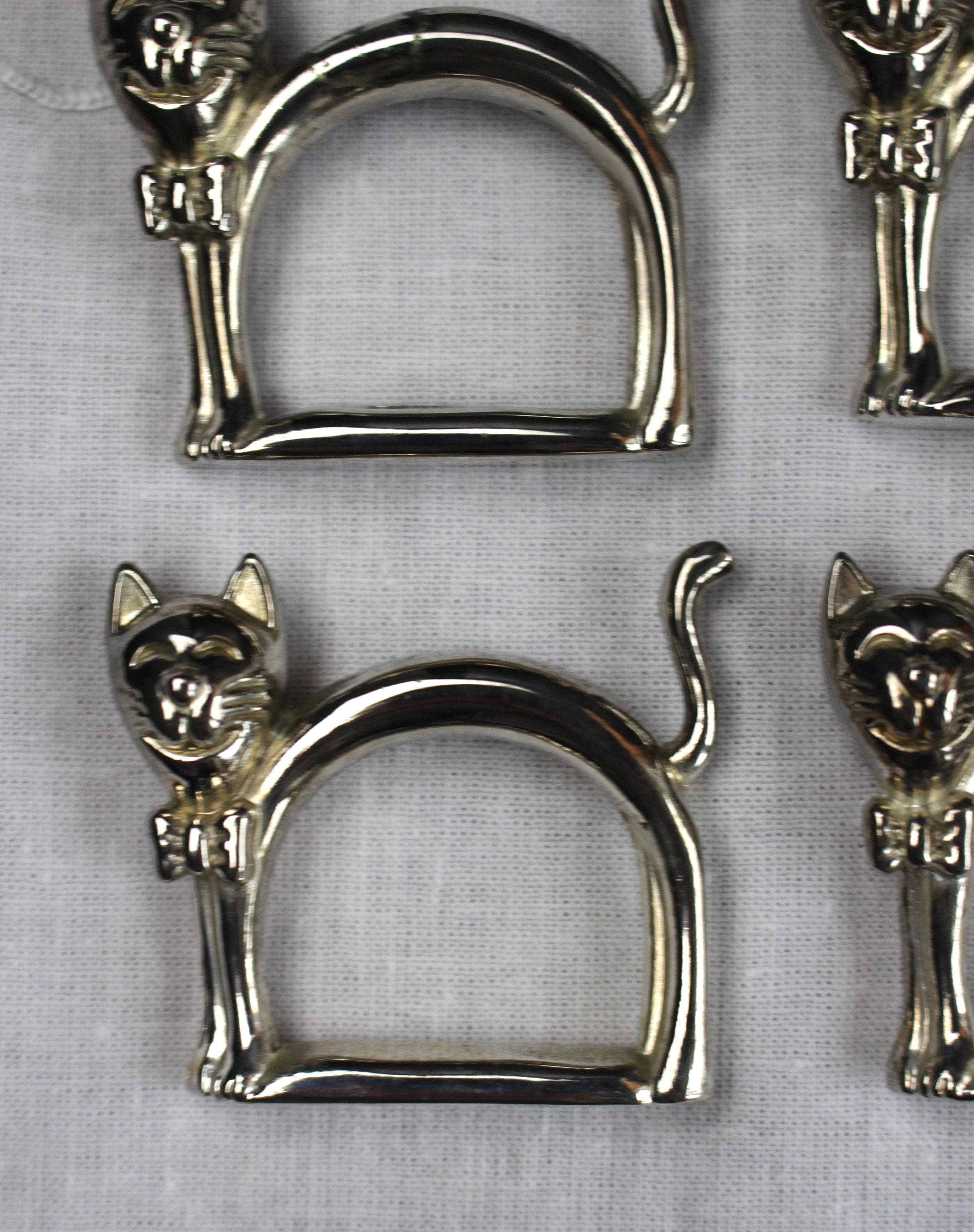 Vintage Metal Set of 4 Cat Shape Napkins/serviette Rings With Holder in ...