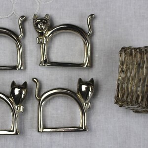 Vintage Metal Set of 4 Cat Shape Napkins/serviette Rings With Holder in ...