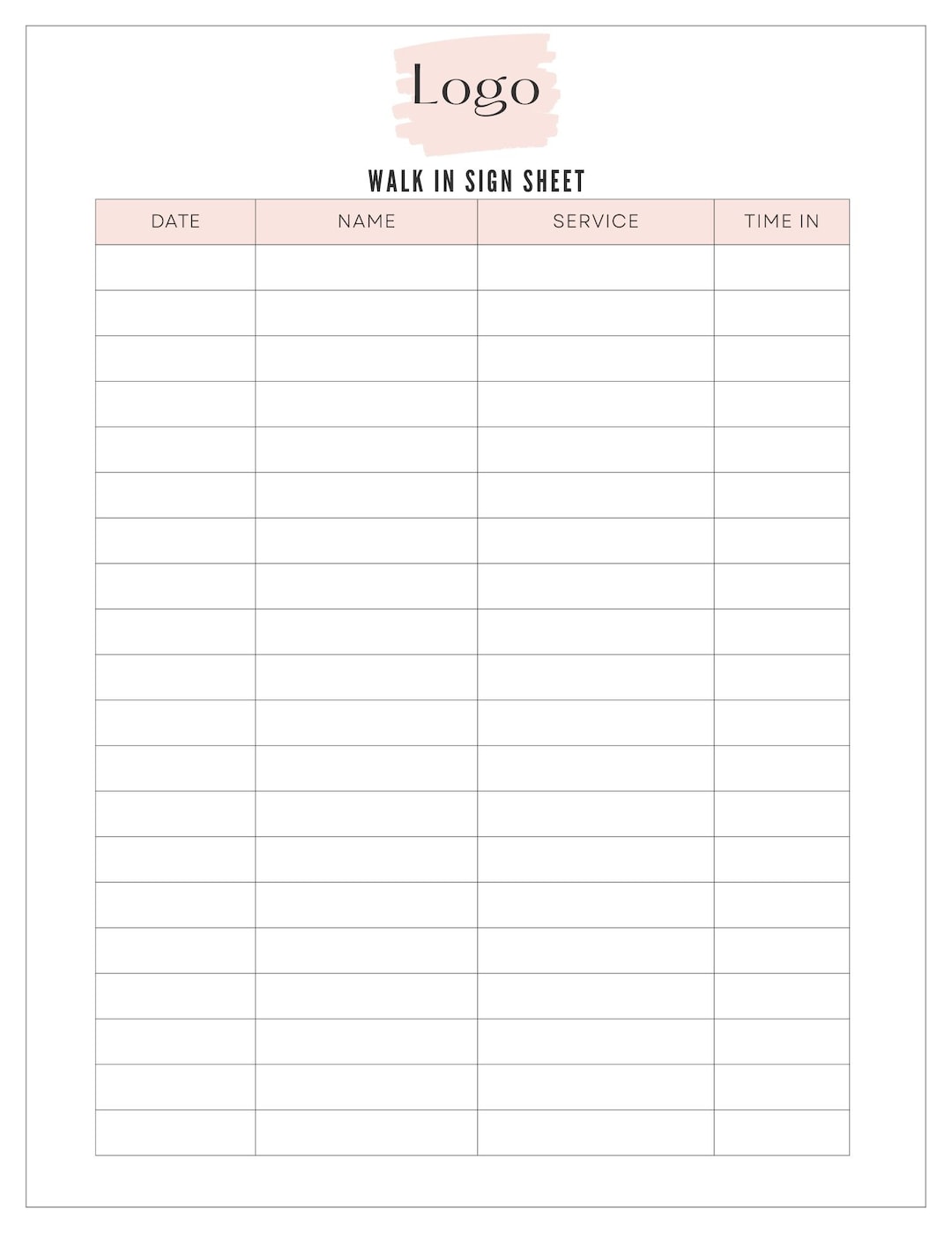 Sign in Sheet for Walk-ins - Etsy