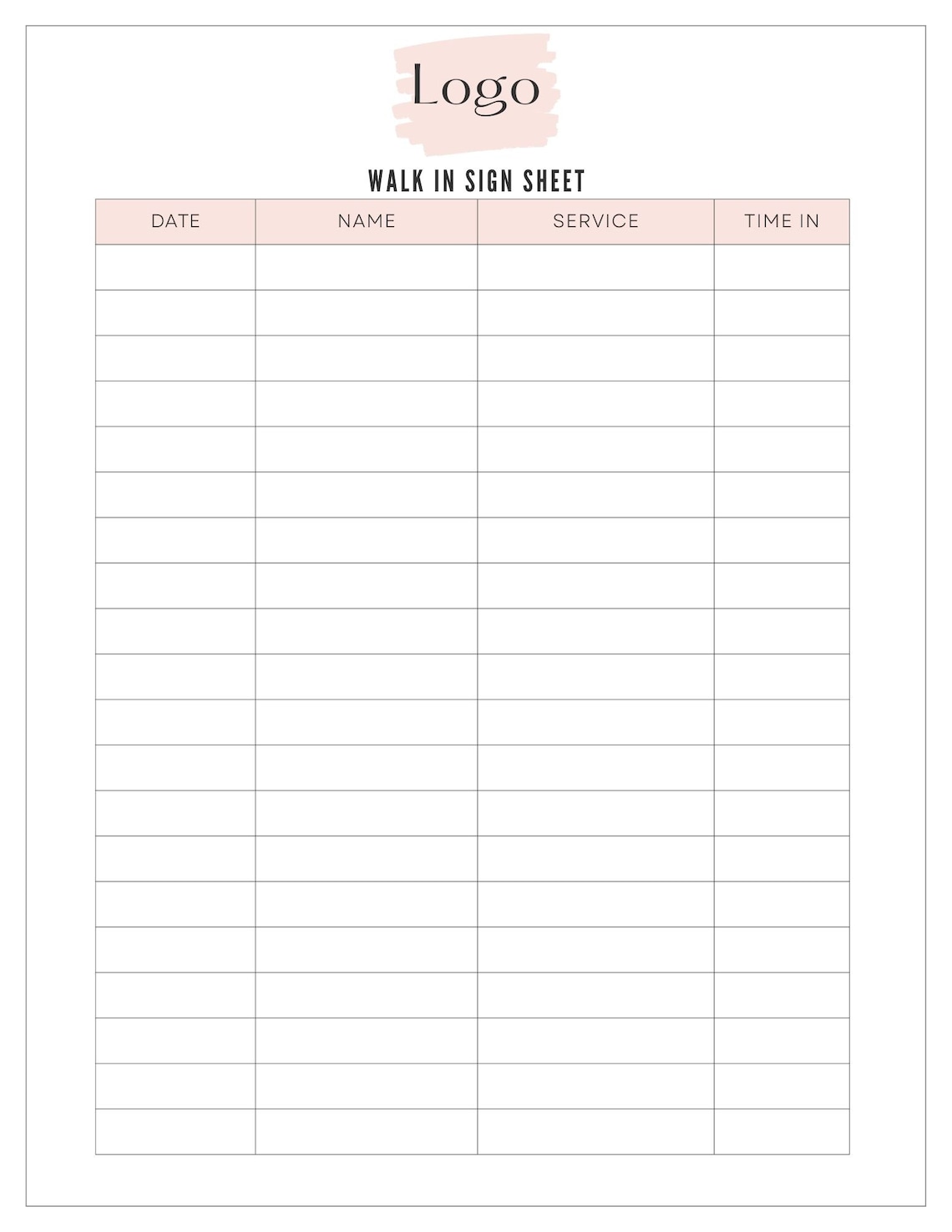 Sign in Sheet for Walk-ins - Etsy