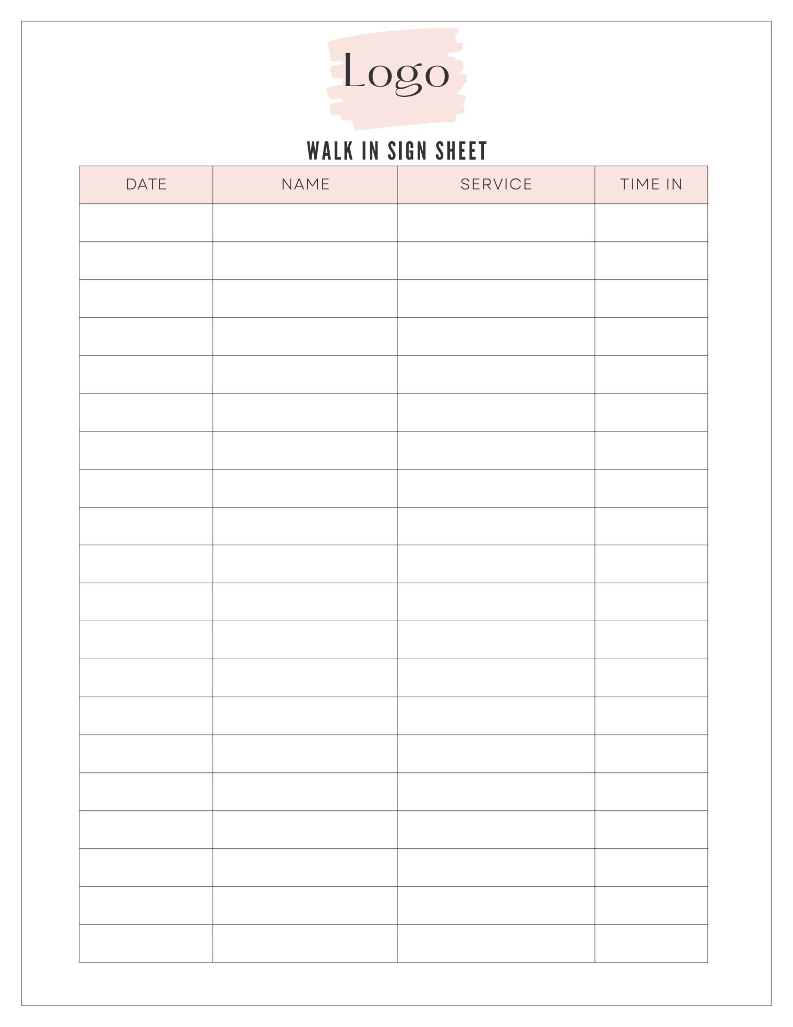 Sign in Sheet for Walk-ins - Etsy