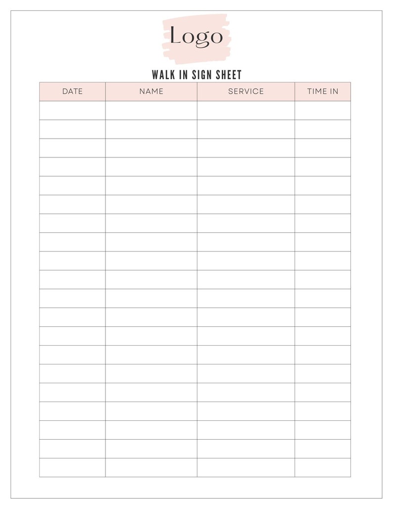 Sign in Sheet for Walk-ins - Etsy