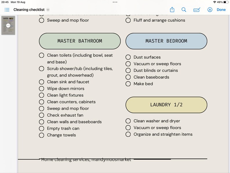Cleaning Checklist - Etsy