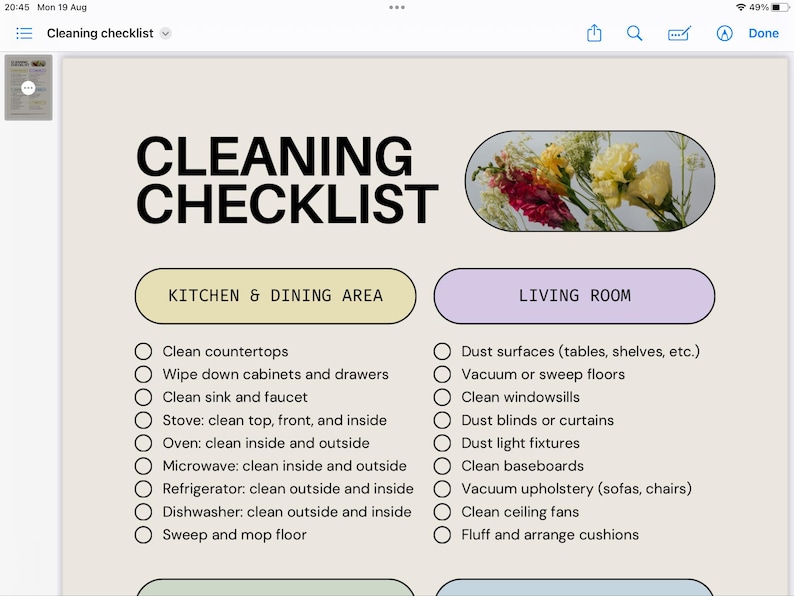 Cleaning Checklist - Etsy